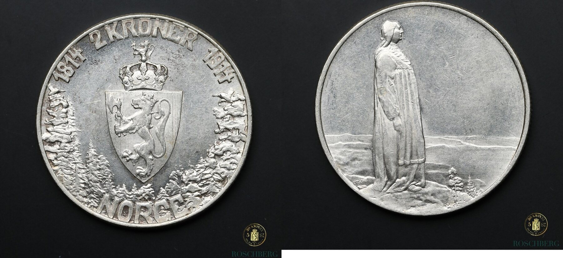 Mynter 2 Kroner 1914 Norge Mor Norge Kv 01 | MA-Shops