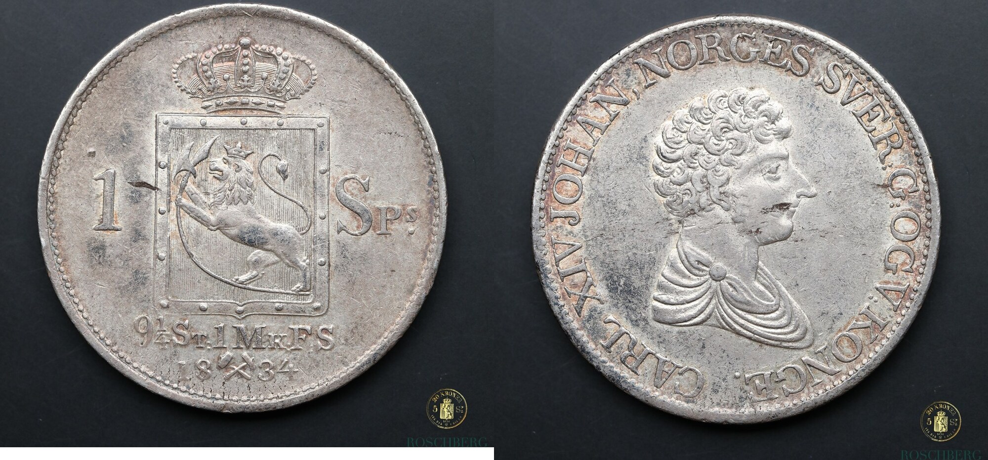 Mynter 1 Speciedaler 1834 Norge Kv 1+/01 | MA-Shops