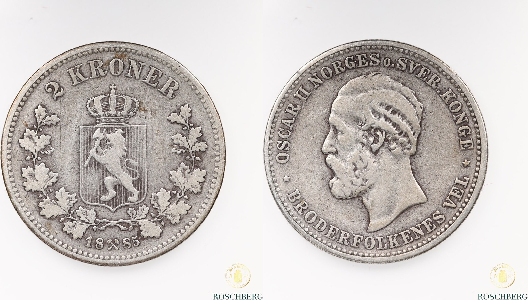 Mynter 2 Kroner 1885 Norge Kv 1 | MA-Shops