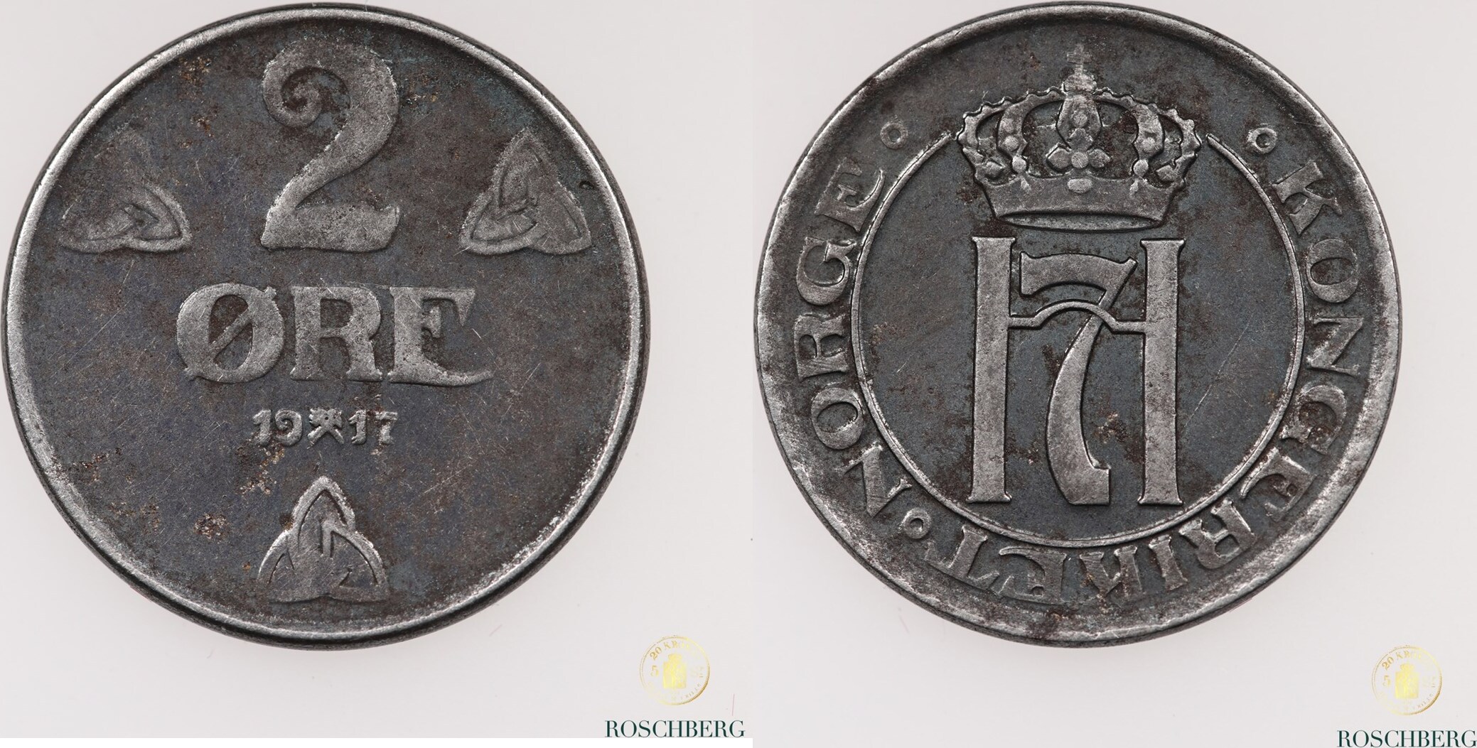 Mynter 2 Øre 1917 Norge Kv 1+ | MA-Shops