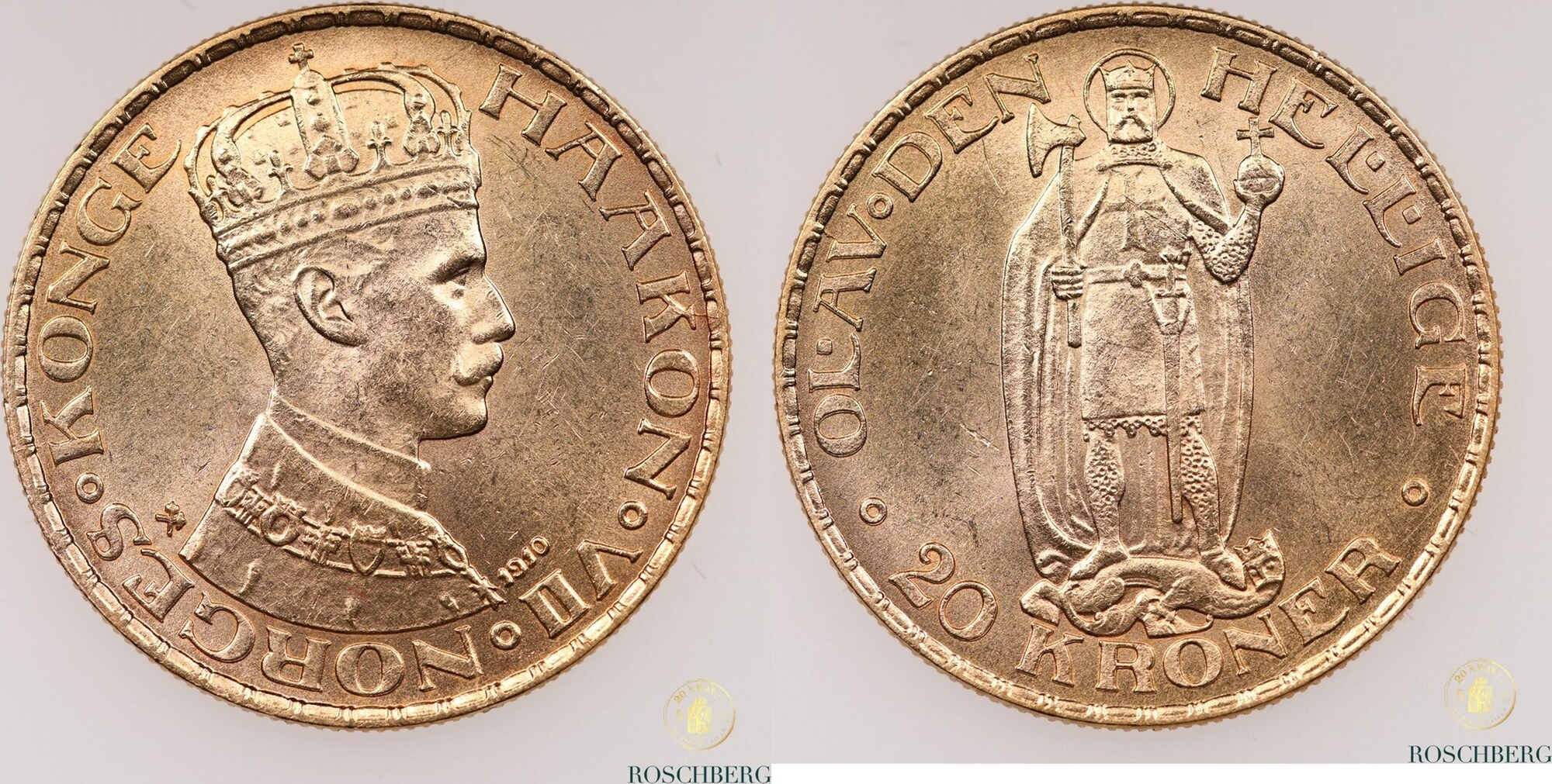 Mynter 20 Kroner 1910 Norge Kv 0/01 | MA-Shops