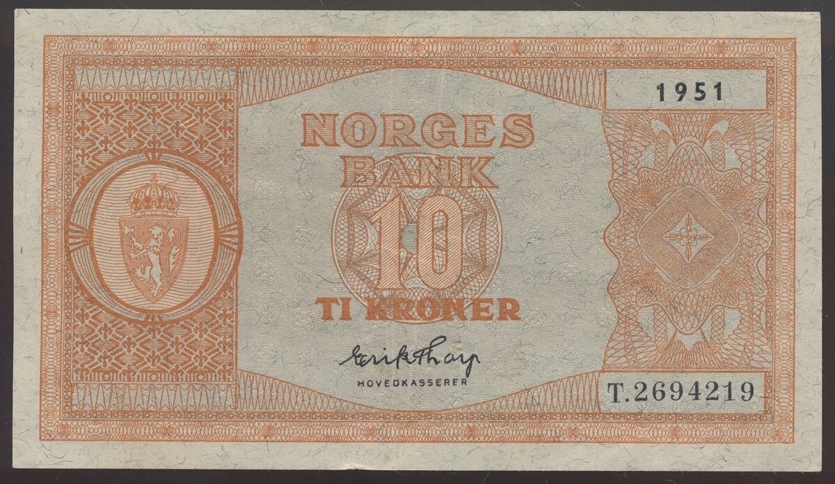 Sedler 10 Kroner 1951 T Kv 1+ | MA-Shops