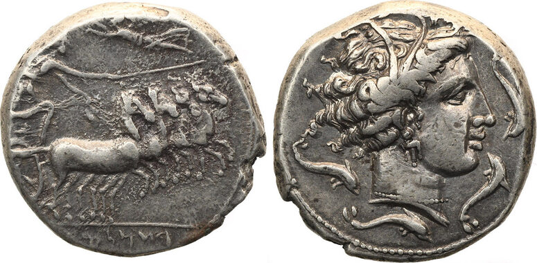 Punic Siclily C. 350-320 BC. Siculo-Punic AR Tetradrachm nearVF/VF | MA ...