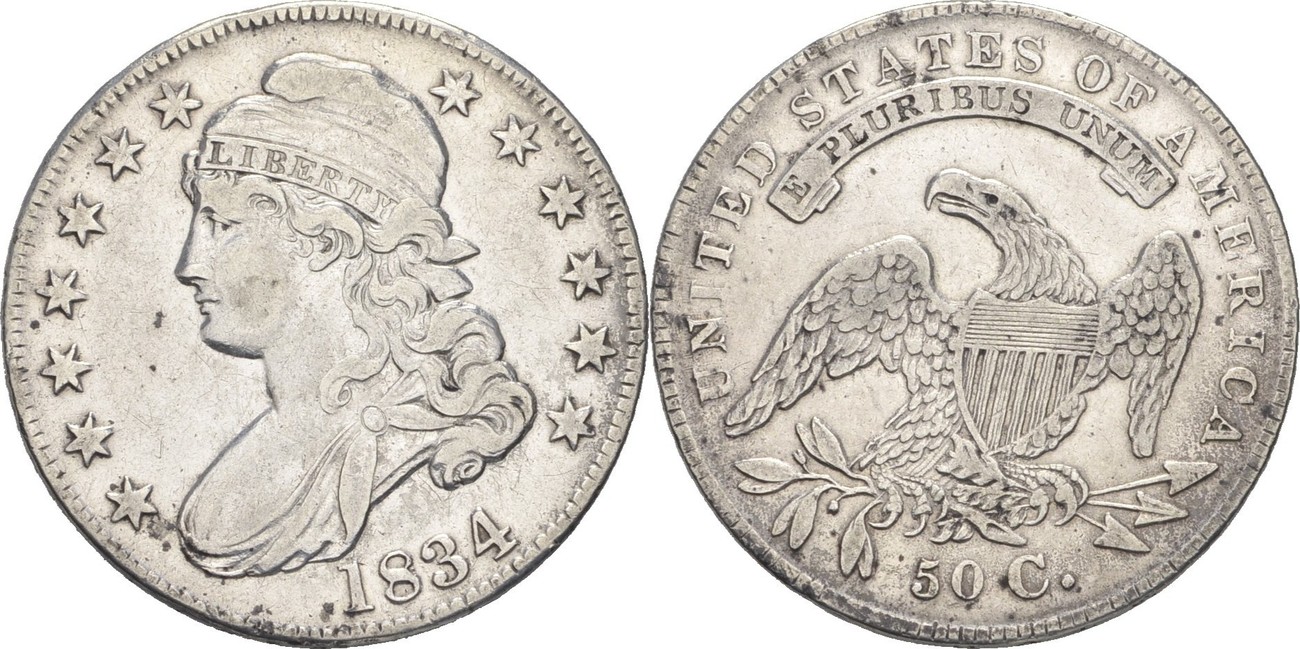 USA 50 Cent 1/2 Dollar 1834 VF | MA-Shops