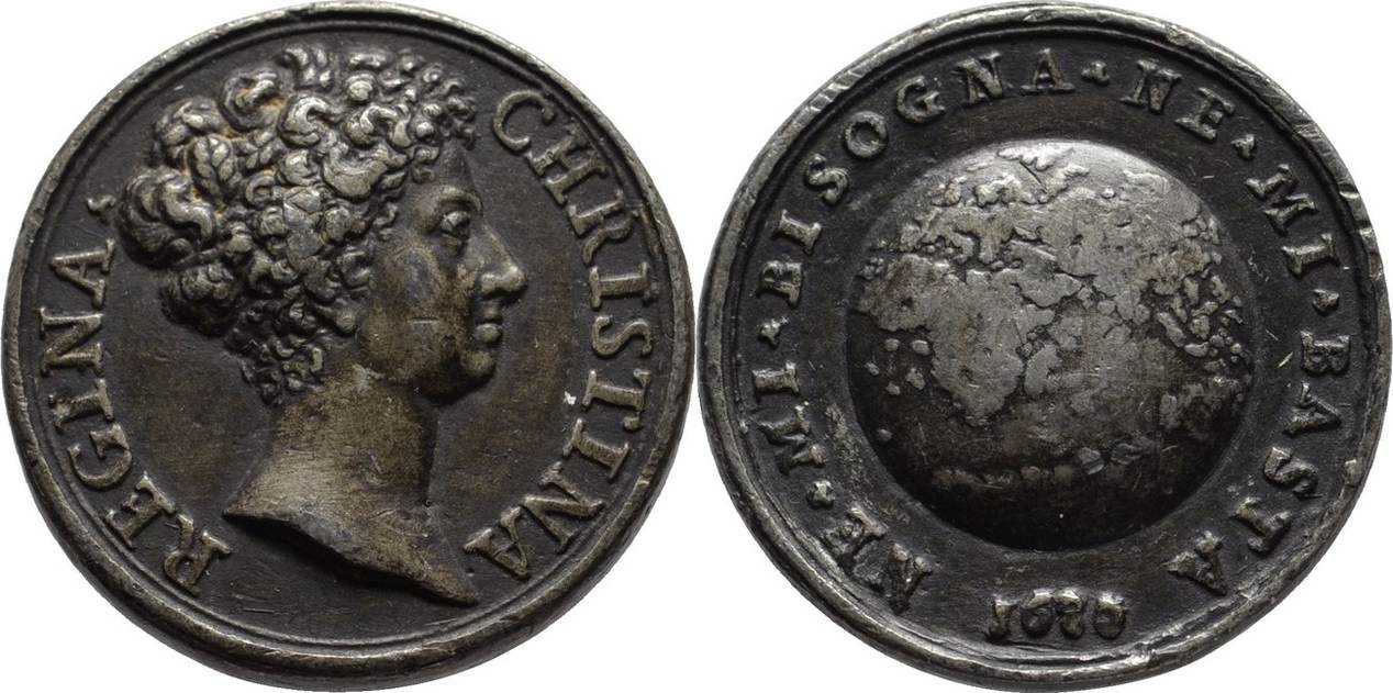 Schweden Zinn-Blei Medaille 1680 Christina, 1632-1654 kl. Randschläge ...