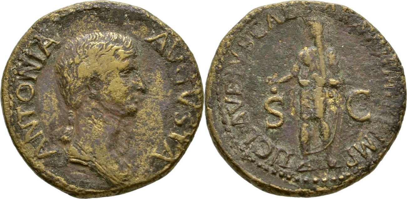 RÖMISCHE KaISERZEIT Dupondius 37-41 Antonia Minor. Augusta VF | MA-Shops