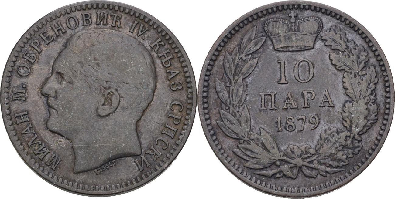 Serbien 10 Para 1879 Milan IV. Obrenowitsch, 1868-89 VF | MA-Shops