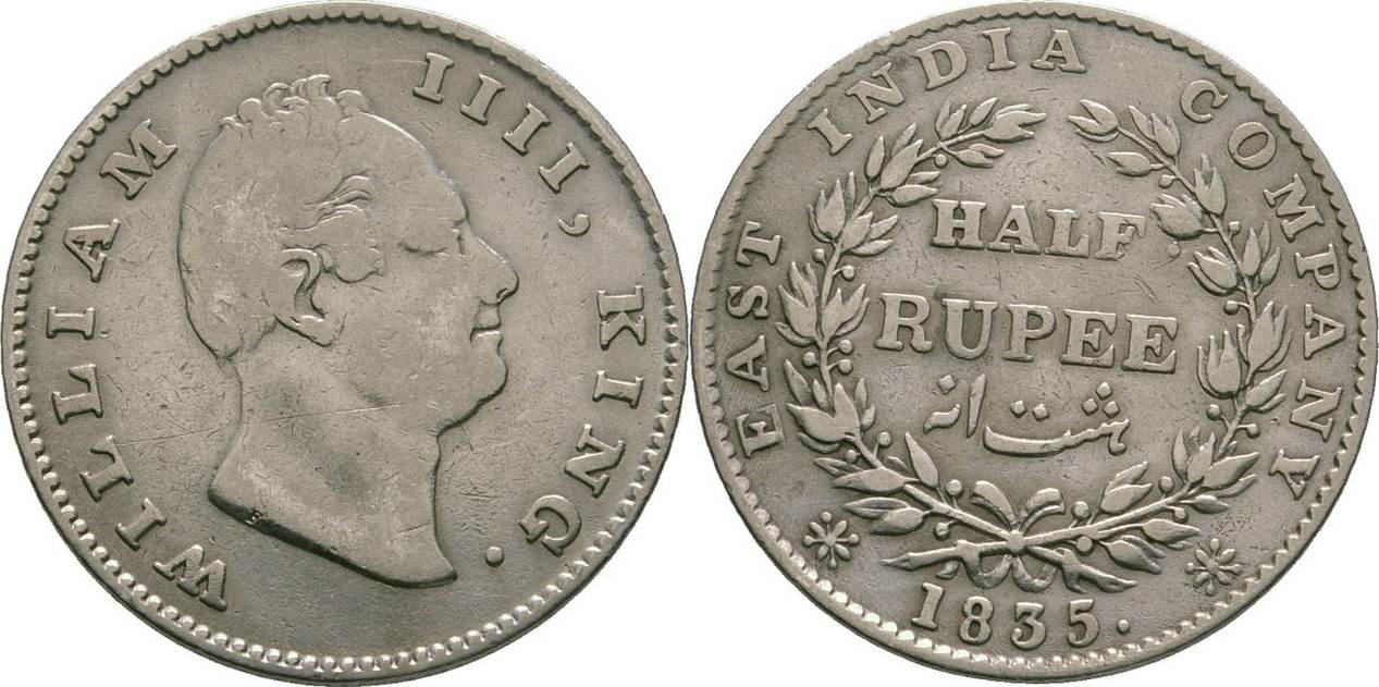 British India 1/2 Rupee 1835 William IV., 1830-1837 VF- | MA-Shops