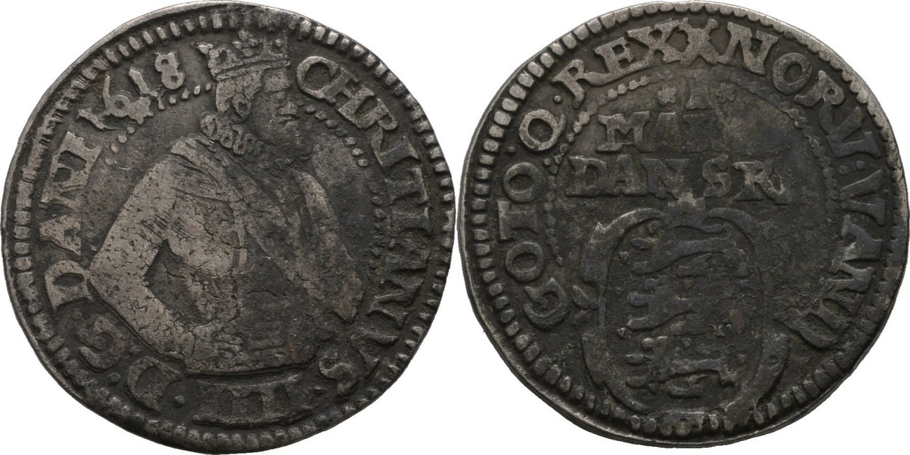 Dänemark 1 Mark 1618 Christian IV. 1588-1648 VF | MA-Shops