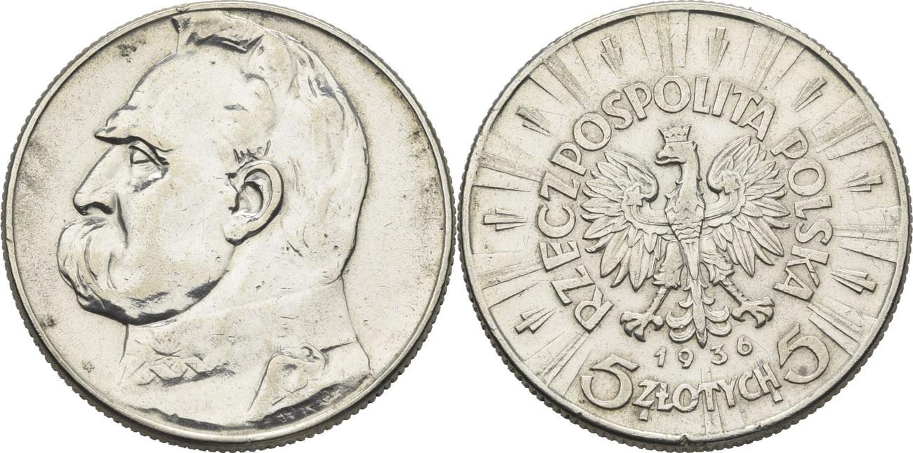 Polen 5 Zloty 1936 Josef Pilsudski VF Gereinigt MA Shops Polen 5 Zloty 1936 Josef Pilsudski VF Gereinigt MA Shops