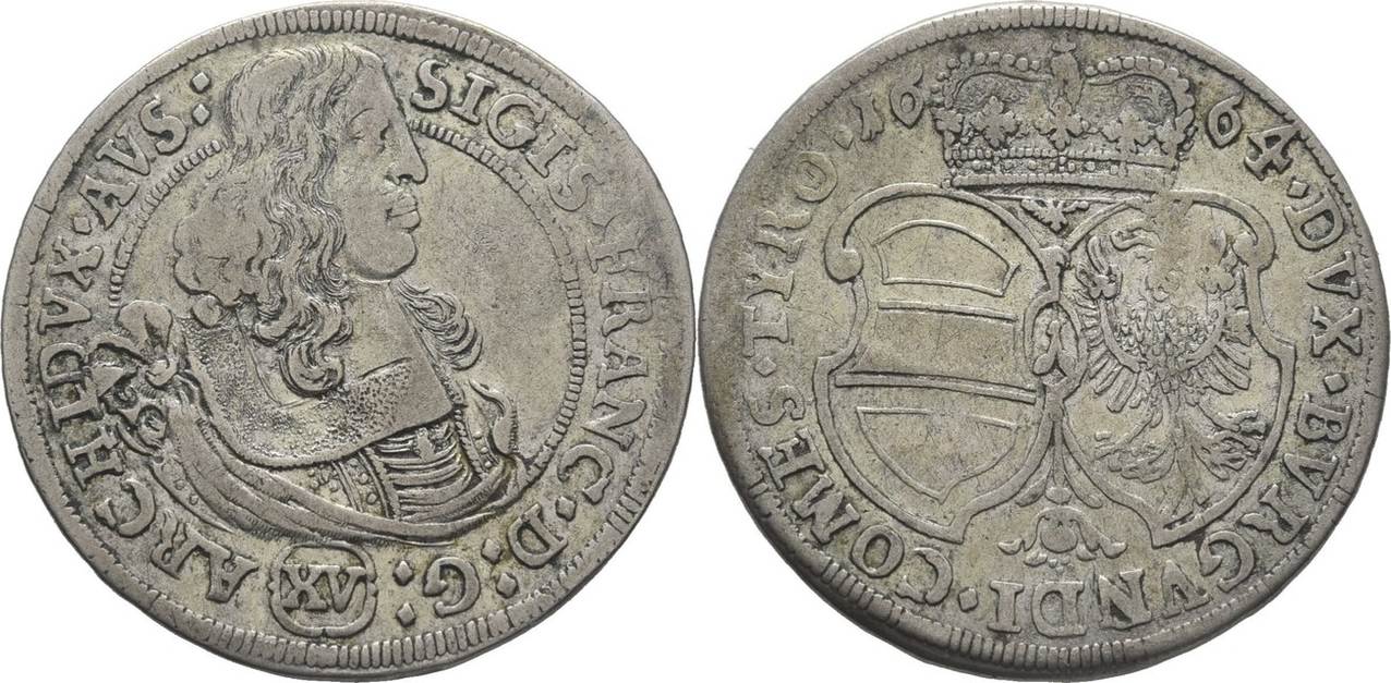 RDR Tirol Hall XV Kreuzer 1664 Sigismund Franz, 1663-1665 VF | MA-Shops