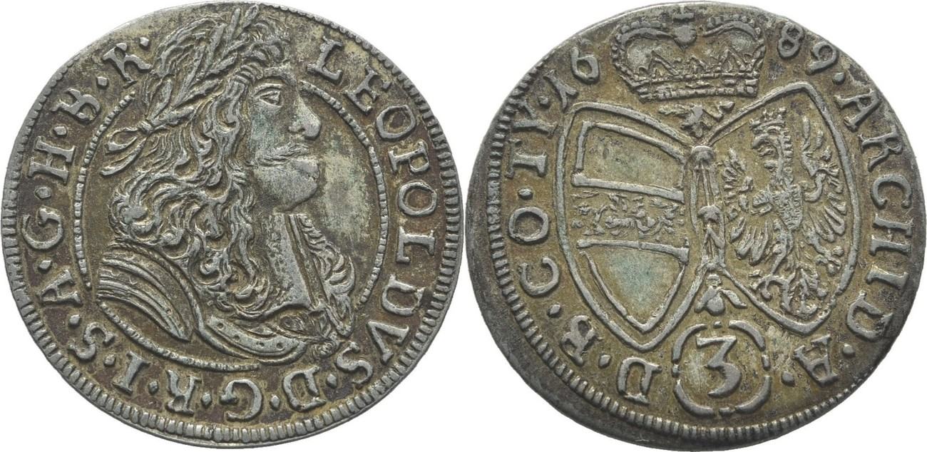RDR Tirol Hall 3 Kreuzer 1689 Leopold I., 1657-1705 EF | MA-Shops