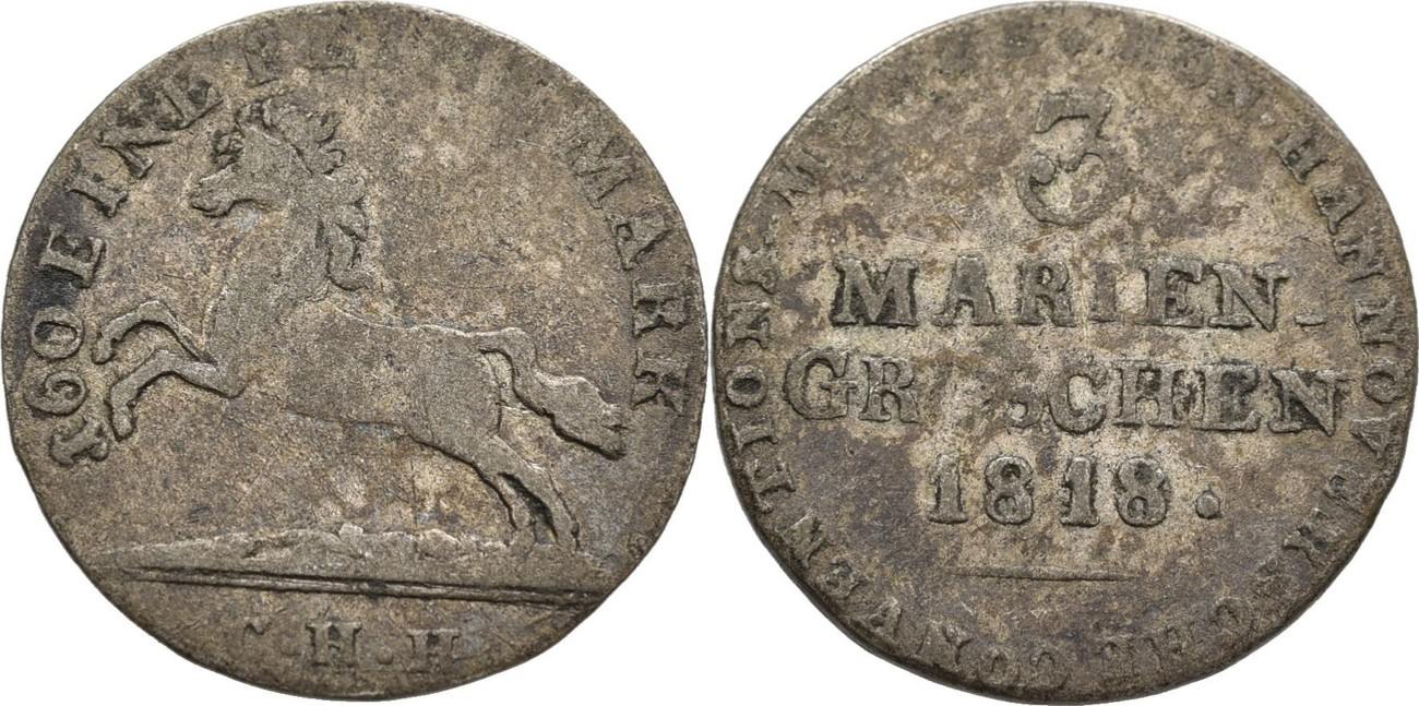 Hannover 3 Mariengroschen 1818 Georg III., 1760-1820 VF | MA-Shops