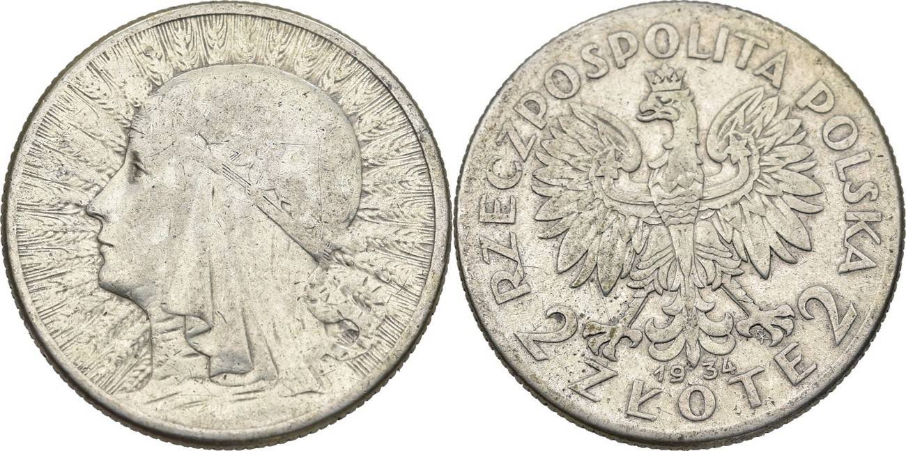 Polen 2 Zloty 1934 VF MA Shops