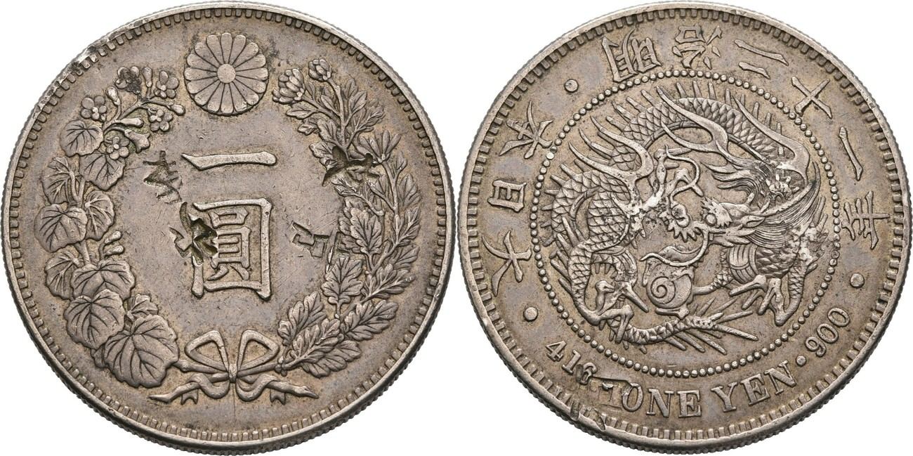 Japan Yen mit chop-marks 1888 Mutsuhito, 1867-1912 VF | MA-Shops