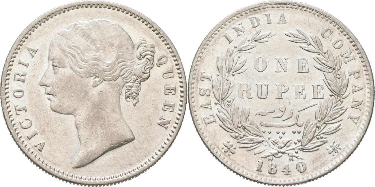 British India Rupie Rupee 1840 Victoria, 1837-1901 kl. Kratzer, aEF ...