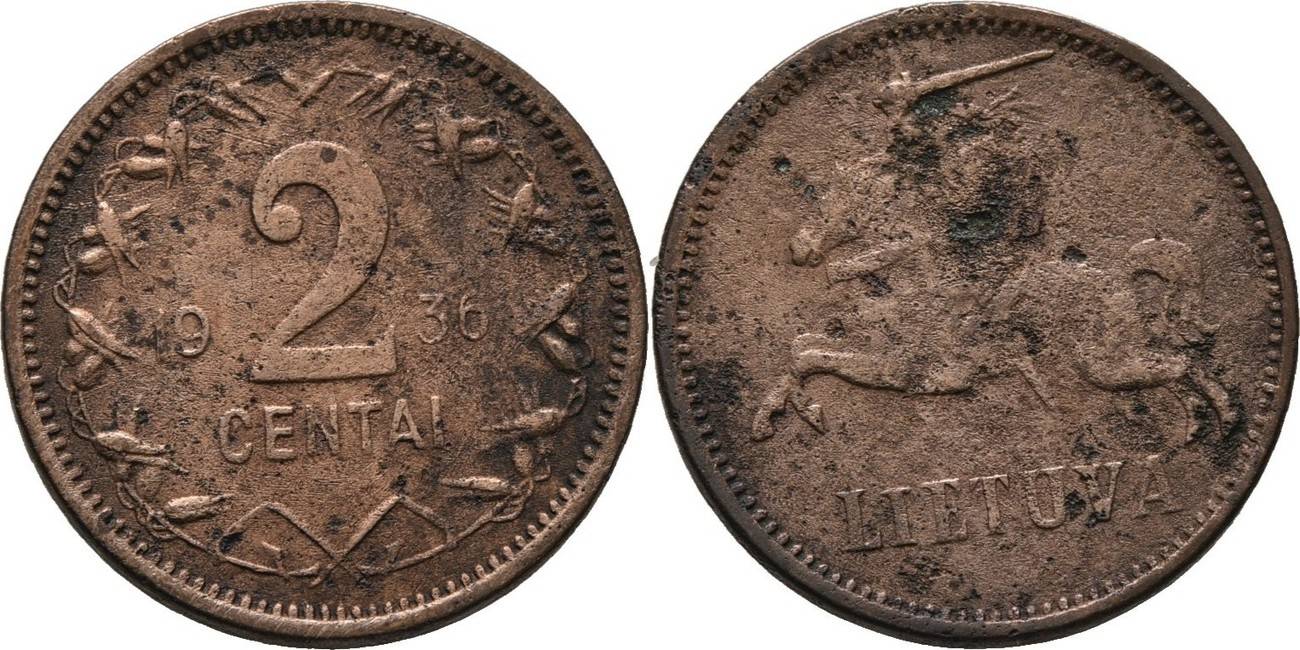 Litauen 2 Centai 1936 VF- | MA-Shops