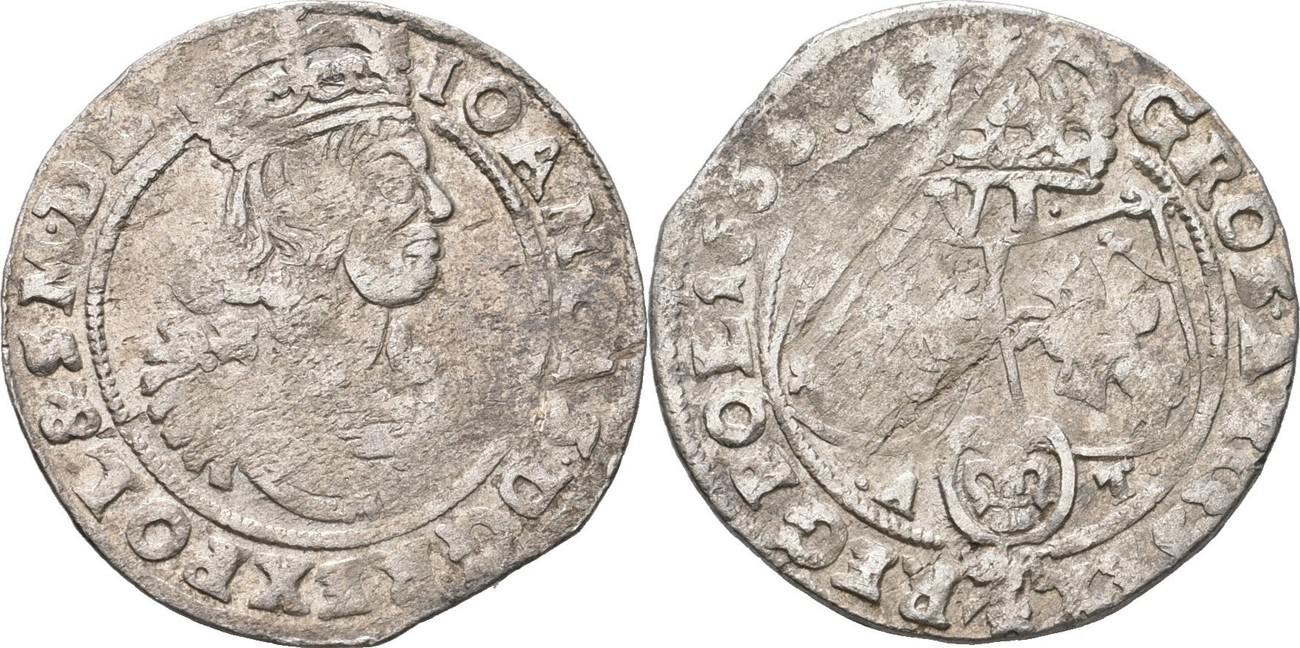 Polen VI Gröscher 1666 Johann Casimir Zainende, VF | MA-Shops