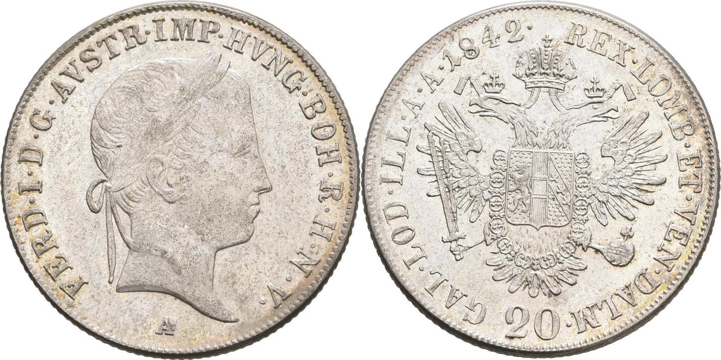 Österreich Habsburg Wien 20 Kreuzer 1842 Ferdinand I., 1835-1848 EF / CH UNC. | MA-Shops