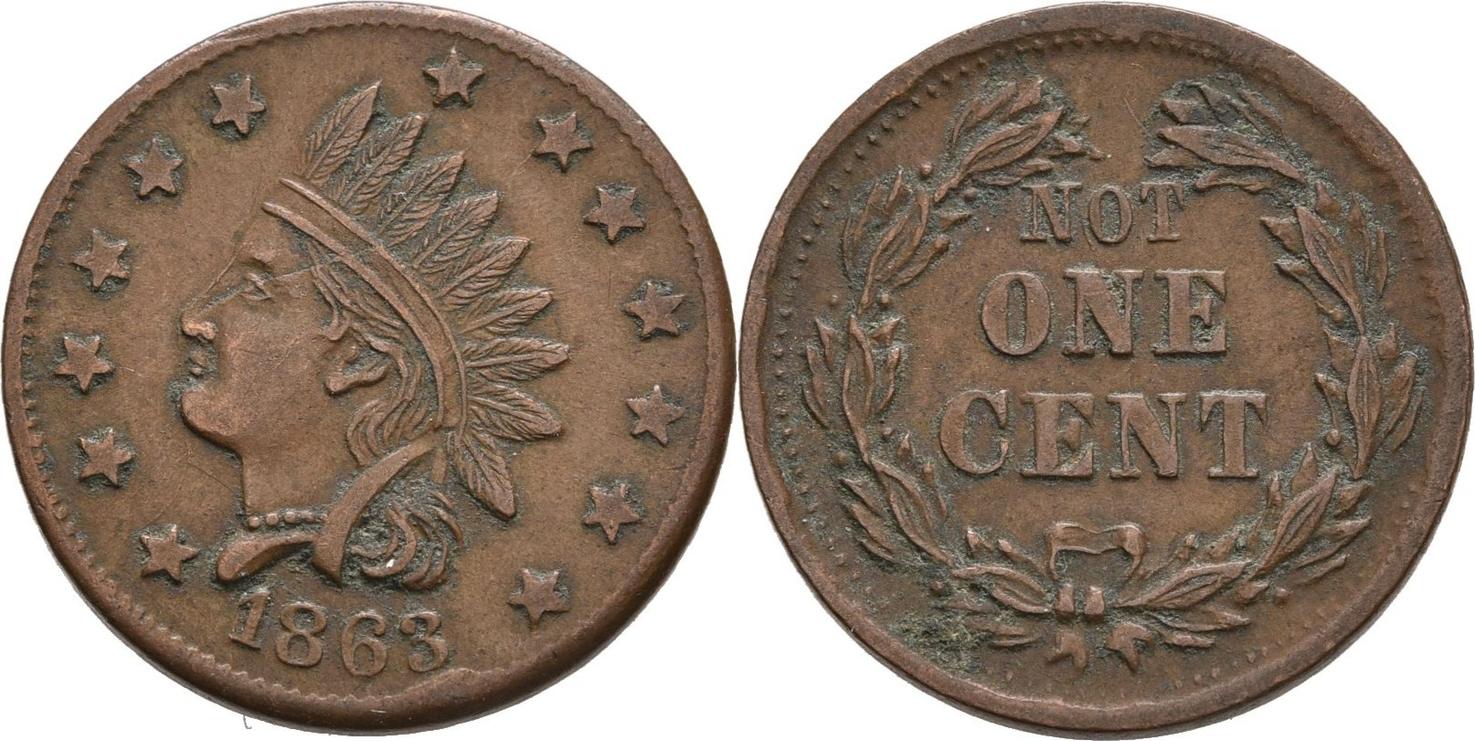 USA NOT One Cent 1863 VF | MA-Shops