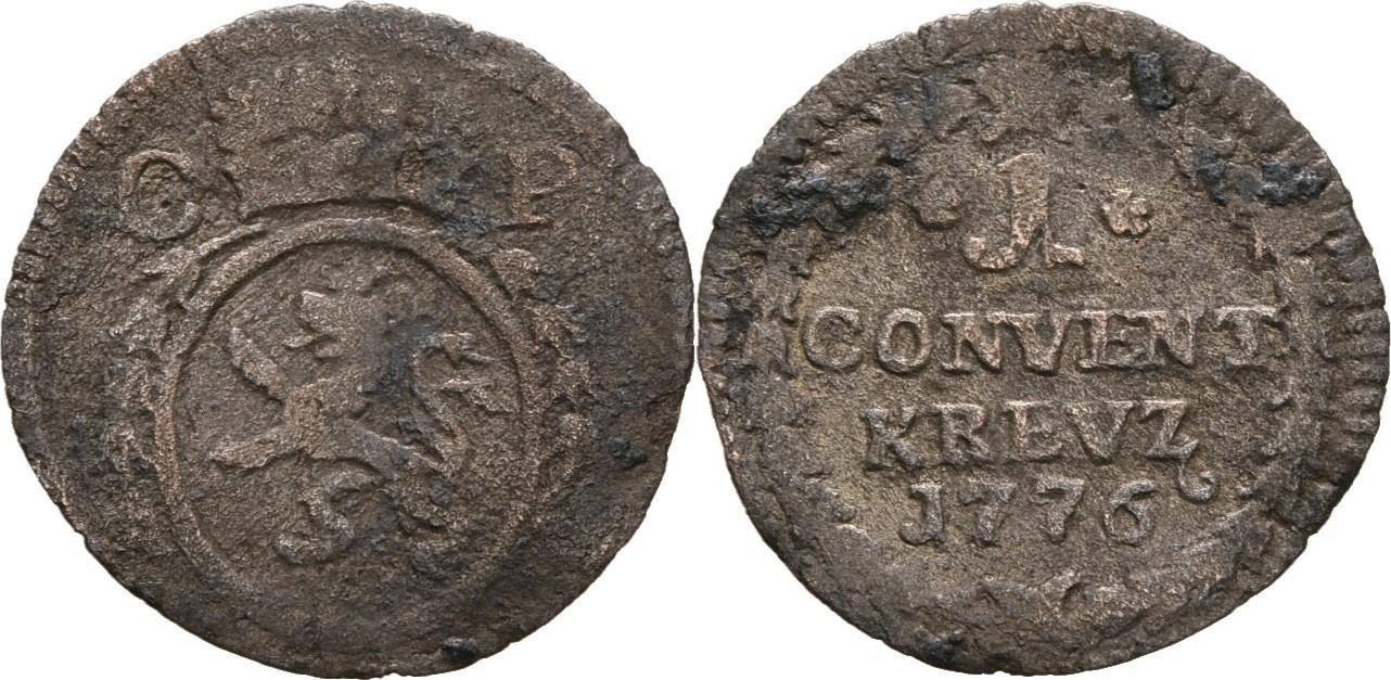 Pfalz, Pfalz, kurlinie zu Sulzbach Kreuzer 1776 Karl Theodor, 1742-1799 ...