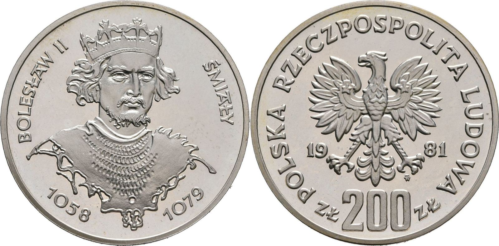 Polen 200 Zloty 1981 Boles aw II mia y Offen Kontaktmarken Proof Polen 200 Zloty 1981 Boles aw II mia y Offen Kontaktmarken Proof