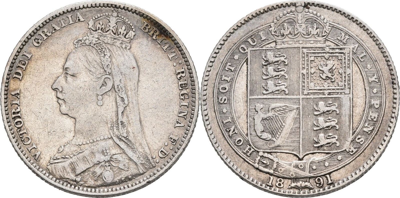 Großbritannien Shilling 1891 Victoria, 1837-1901 VF / VF+ | MA-Shops