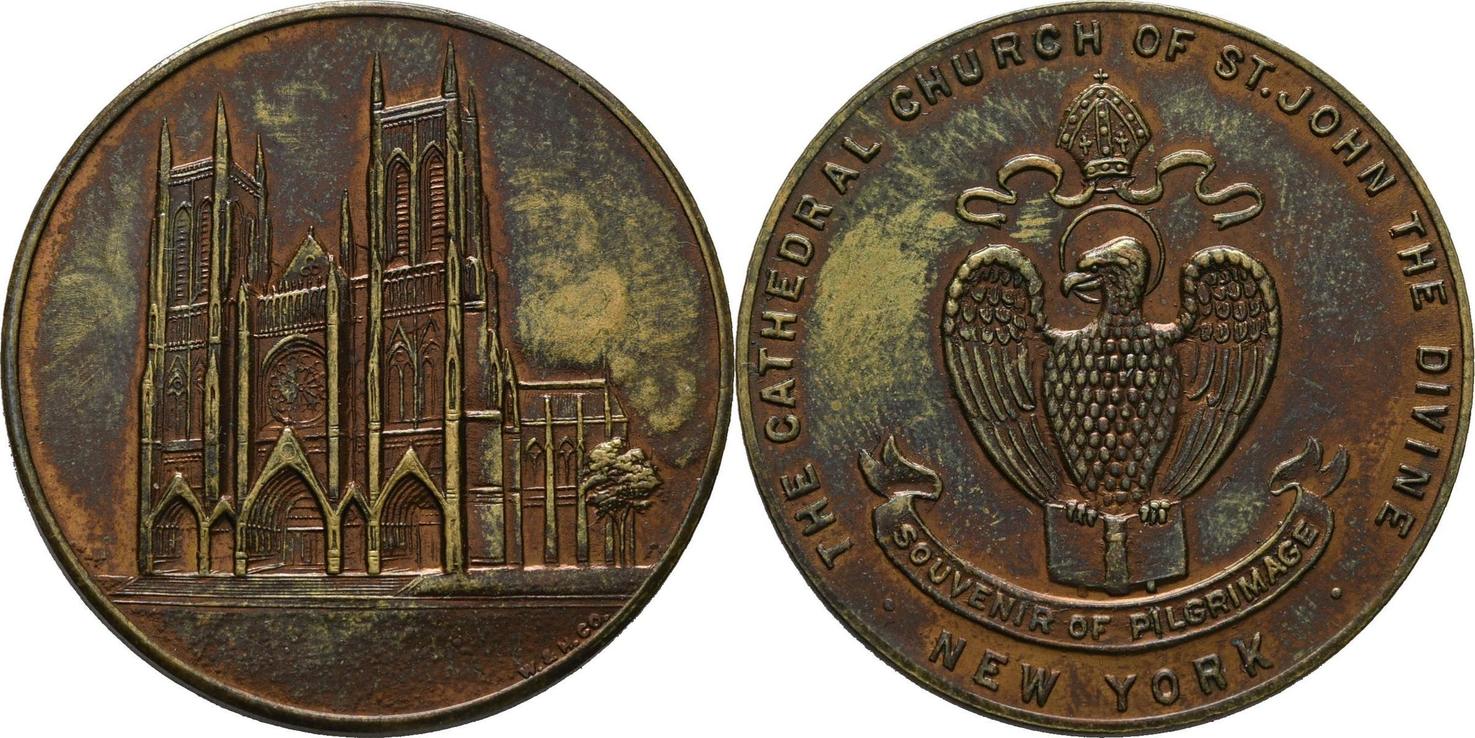 USA New York Pilgrimage Souvenir Coin Token Cathedral Church of St John ...