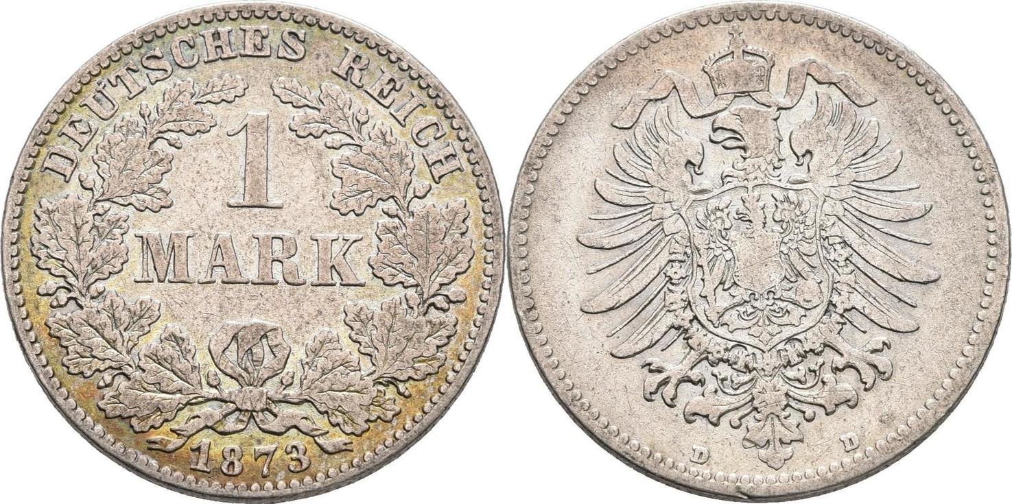 Deutsches Reich 1 Mark 1873 D VF- | MA-Shops