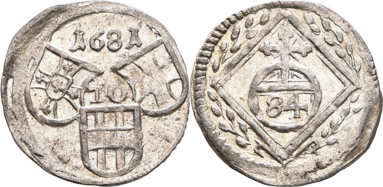 Deutscher Orden Dreier 1681 Johann Caspar von Ampringen, 1664-1684 EF | MA-Shops