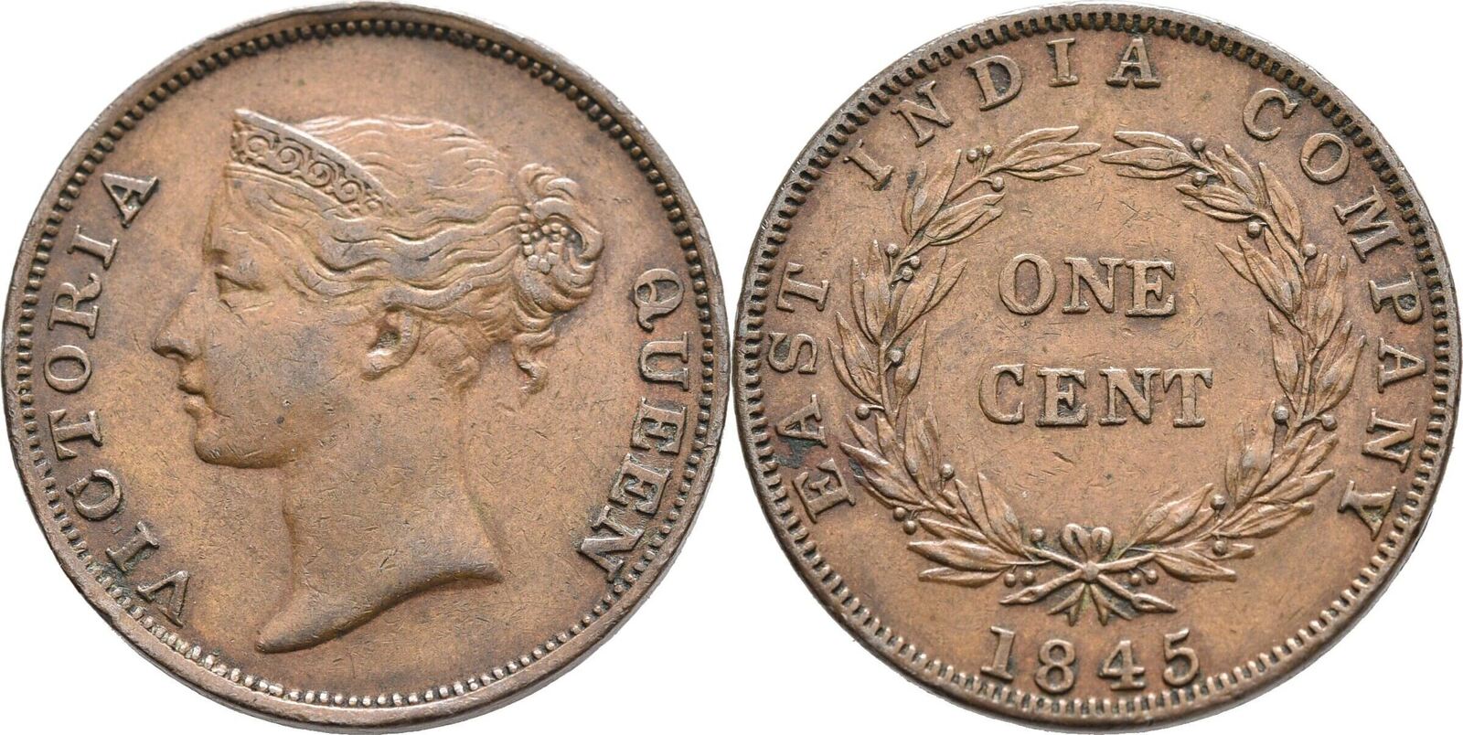 Straits Settlements Cent 1845 Victoria, 1837-1901 VF | MA-Shops