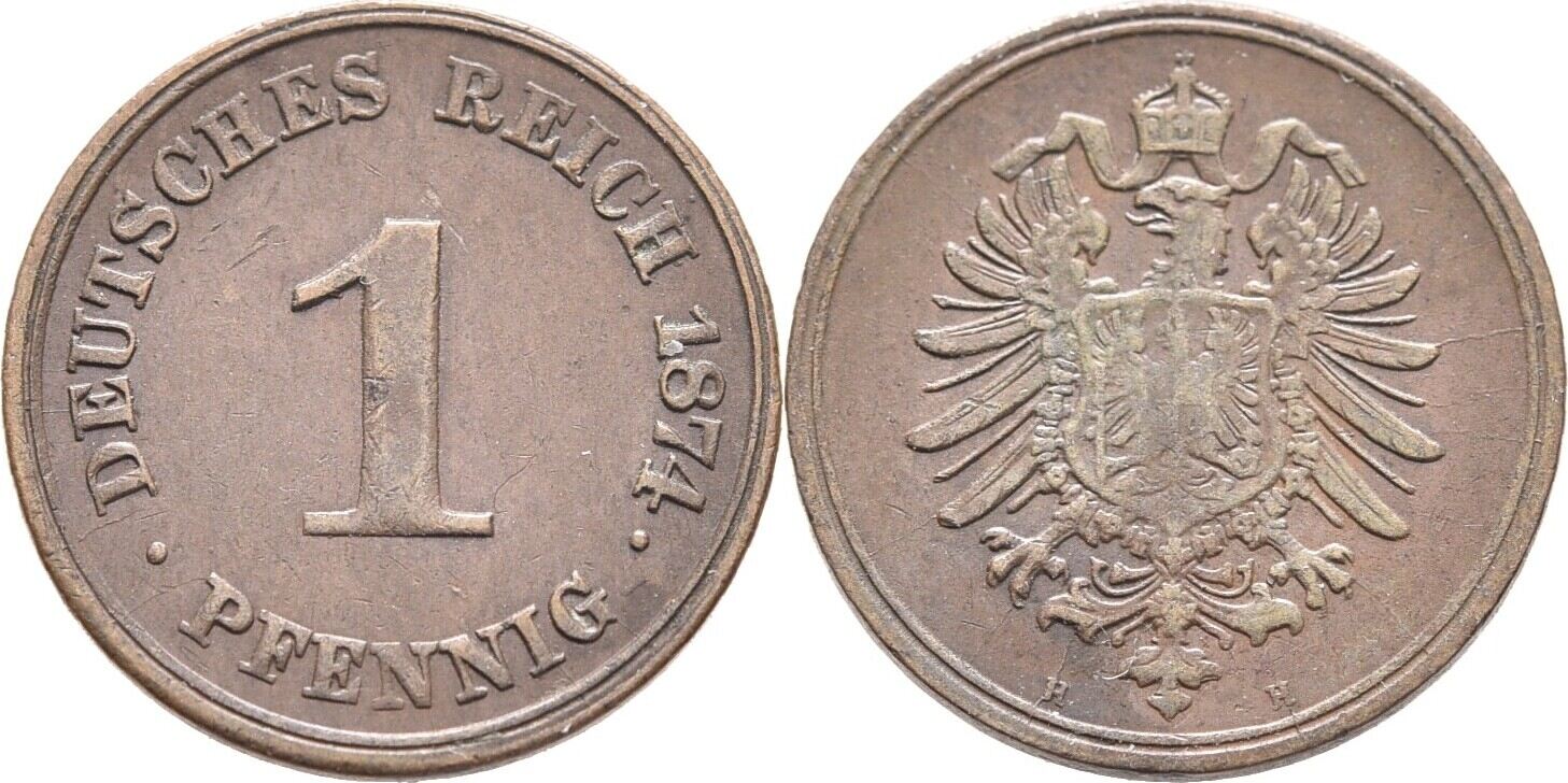 Deutsches Reich Pfennig 1874 H VF / fVF | MA-Shops