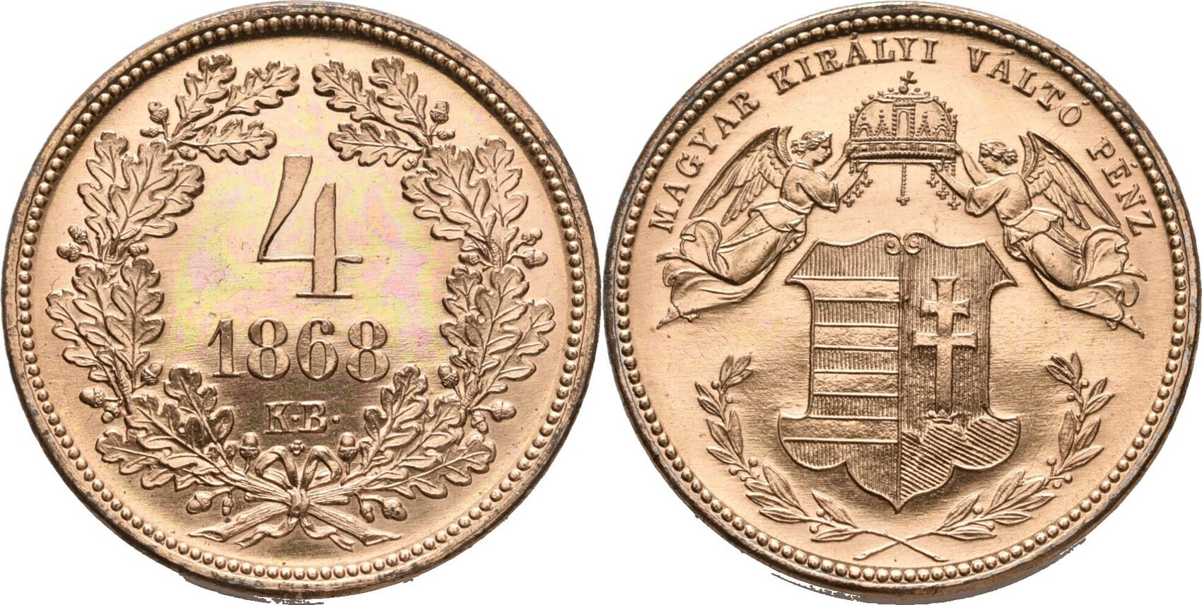 Österreich Ungarn Kremnitz 4 Kreuzer 1868 KB Franz Joseph, 1848-1916 offen, Kontaktmarken, Proof ...