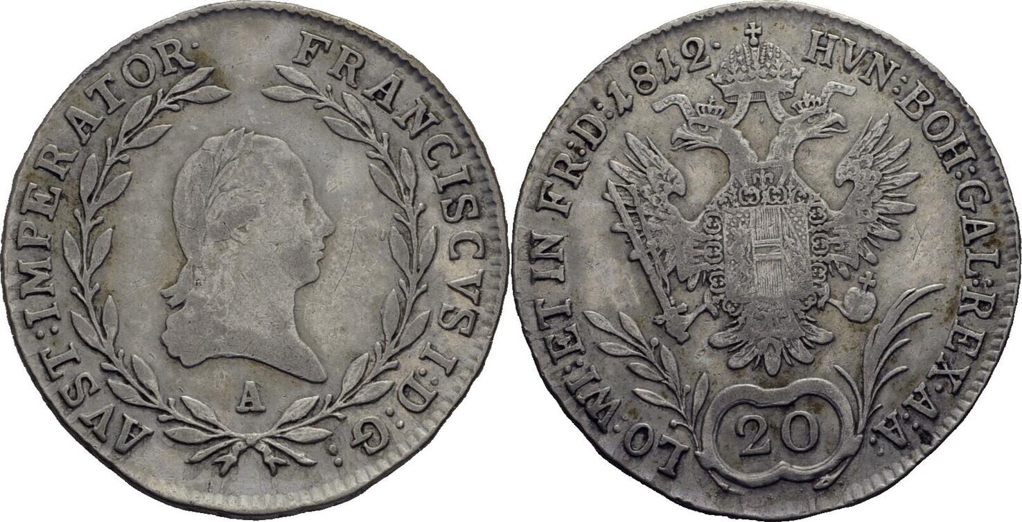 Österreich Habsburg Wien 20 Kreuzer 1812 Franz II. / I., 1792-1835. VF- | MA-Shops