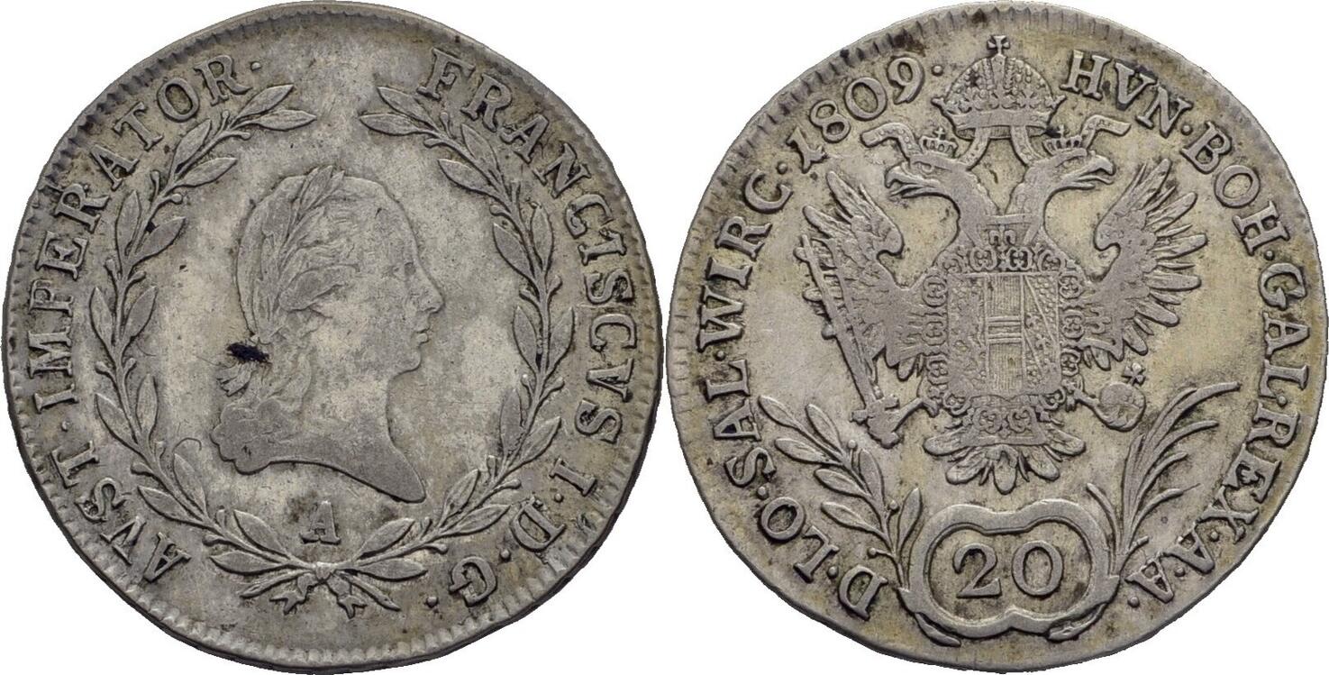 Österreich Habsburg Wien 20 Kreuzer 1809 Franz II. / I., 1792-1835. VF | MA-Shops