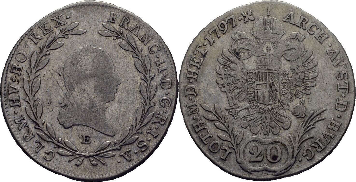 Österreich Ungarn Karlsburg 20 Kreuzer 1797 Franz II. / I., 1792-1835. VF- | MA-Shops