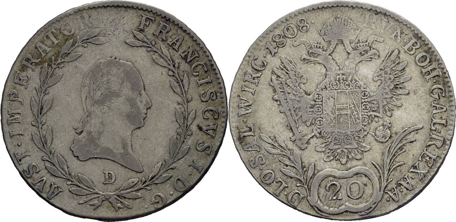 Österreich Habsburg Salzburg 20 Kreuzer 1808 D Franz II./I., 1792-1835 VF- | MA-Shops