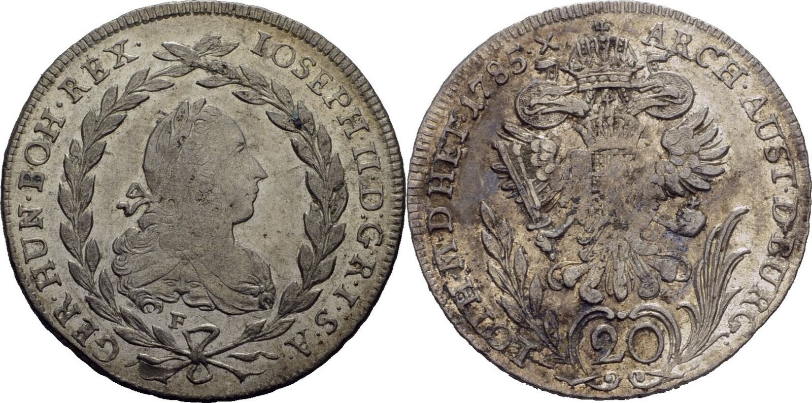 RDR Tirol Hall 20 Kreuzer 1785 F Joseph II., 1765-1780 VF | MA-Shops