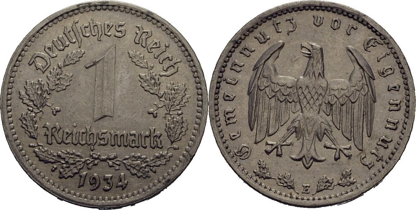 Deutsches Reich 1 Reichsmark 1934 E VF | MA-Shops