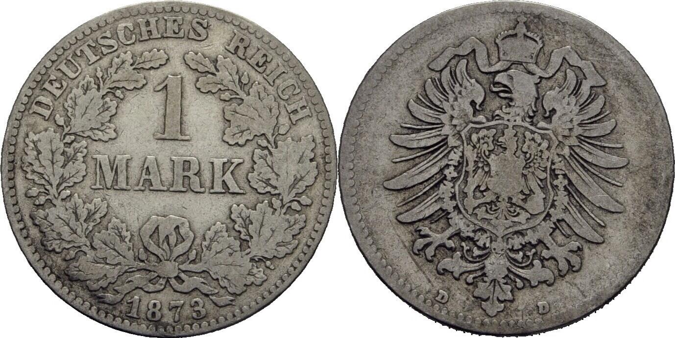 Deutsches Reich 1 Mark 1873 D VF | MA-Shops