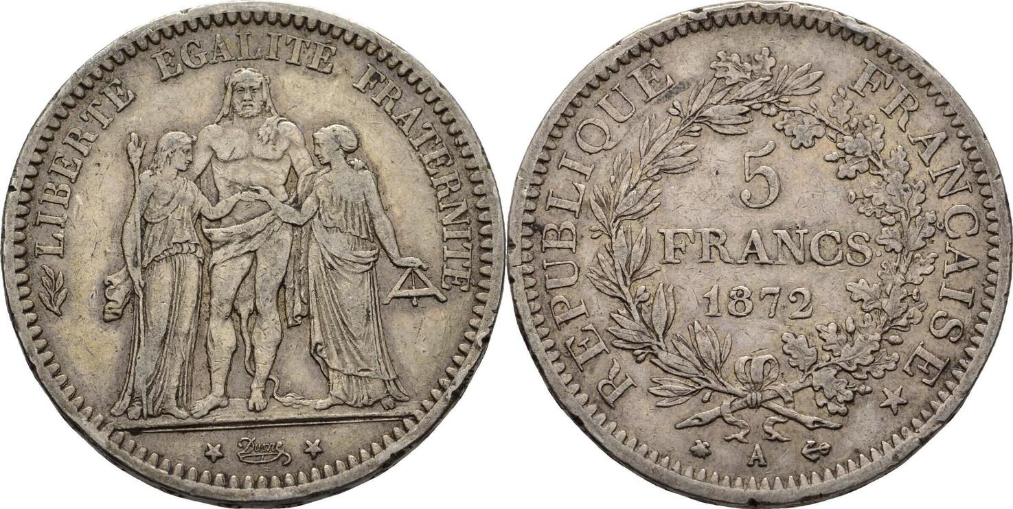 Frankreich 5 Francs 1872 VF kl. Kratzer | MA-Shops