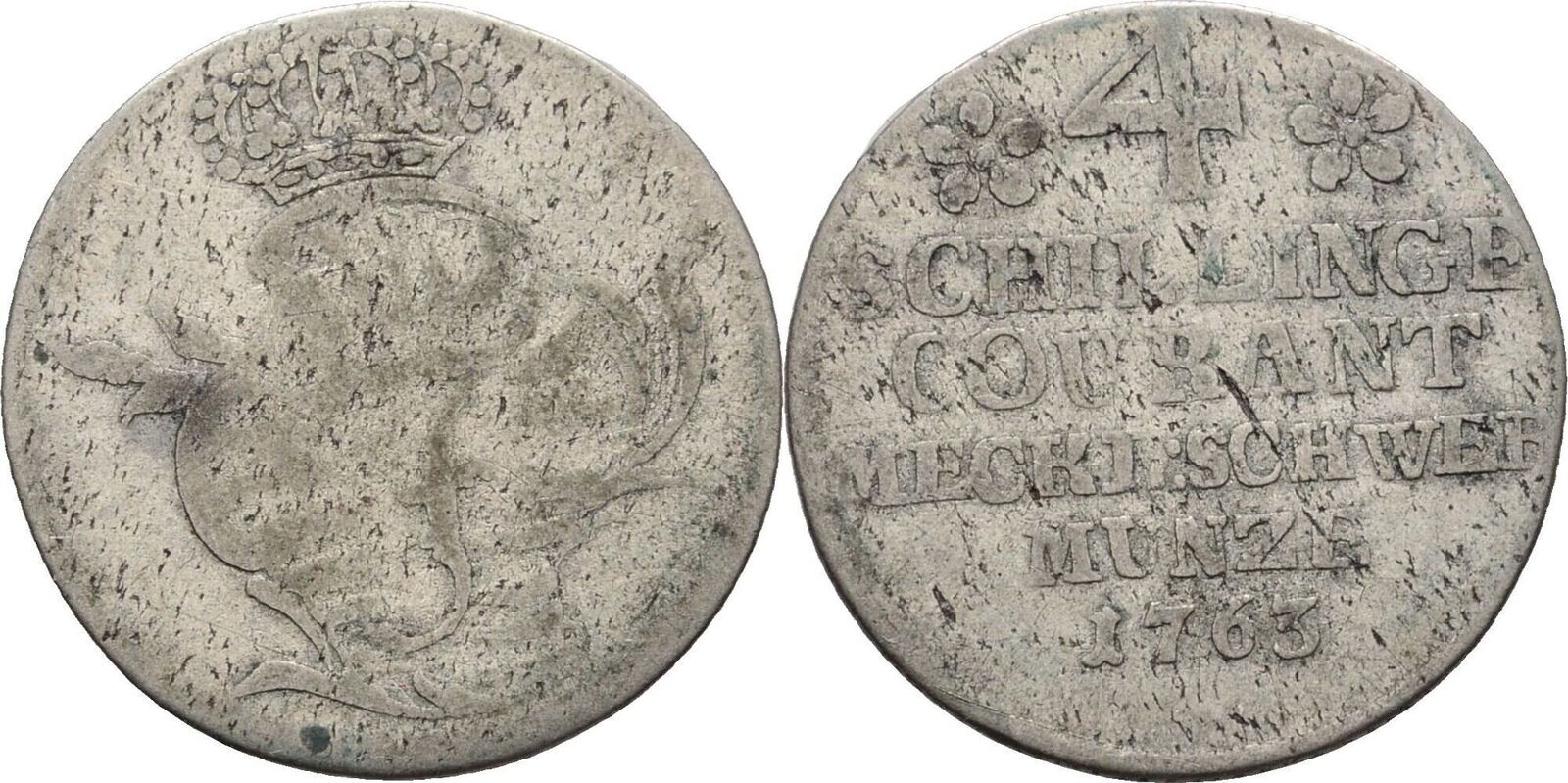 Mecklenburg Schwerin 4 Schilling 1763 Friedrich, 1756-1785 VF | MA-Shops