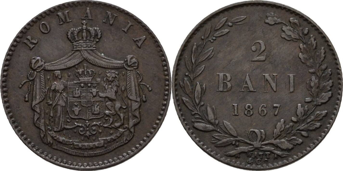 Rumänien 2 Bani 1867 Carol I., 1866-1914 VF | MA-Shops