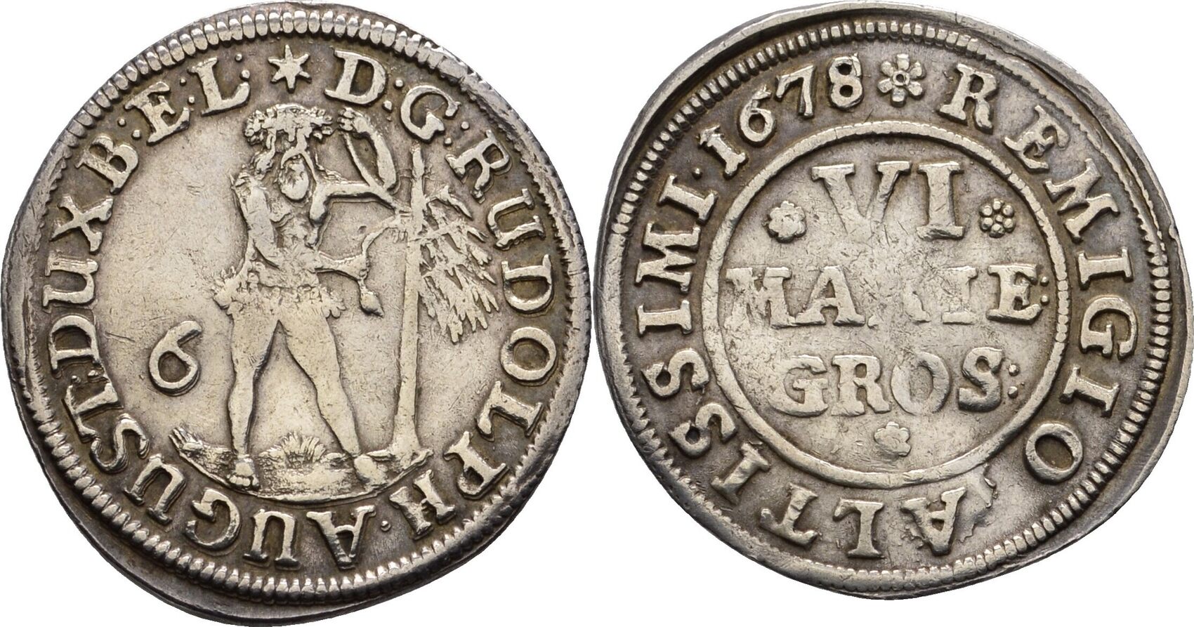 Braunschweig Wolfenbüttel 6 Mariengroschen 1678 Rudolph August, 1666 ...