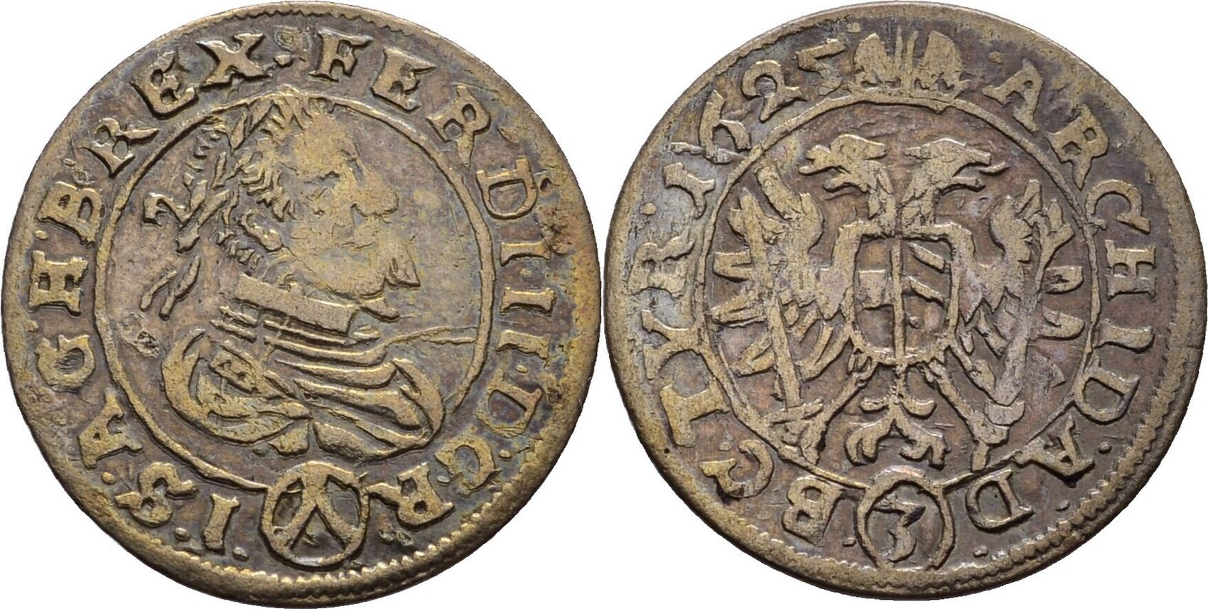 RDR Österreich Habsburg Wien 3 Kreuzer 1625 Ferdinand II., 1618-1637 VF ...