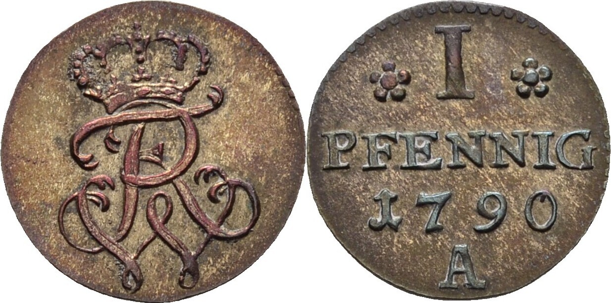 Preussen Berlin Pfennig 1790 A Friedrich Wilhelm II., 1786-1797 EF | MA ...