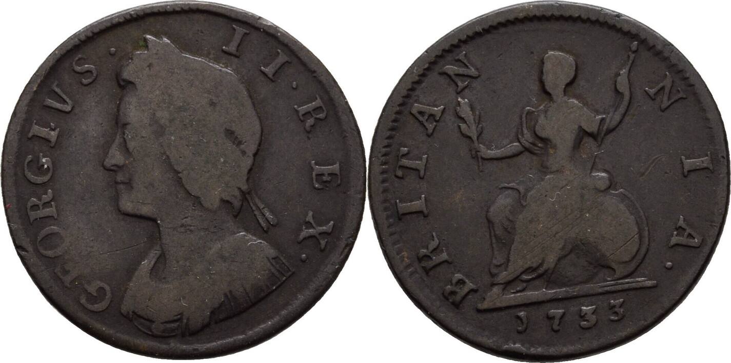 Großbritannien Farthing 1733 Georg II., 1727-1760 VF- | MA-Shops