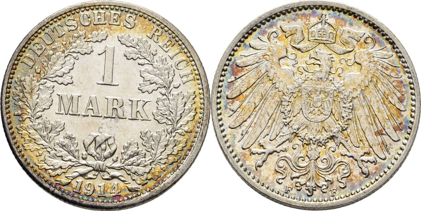 Deutsches Reich 1 Mark 1914 F EF | MA-Shops