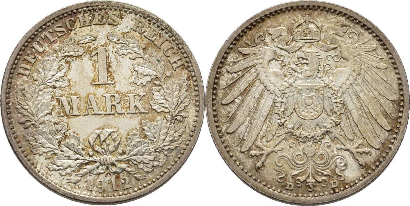 Deutsches Reich 1 Mark 1912 D VF | MA-Shops