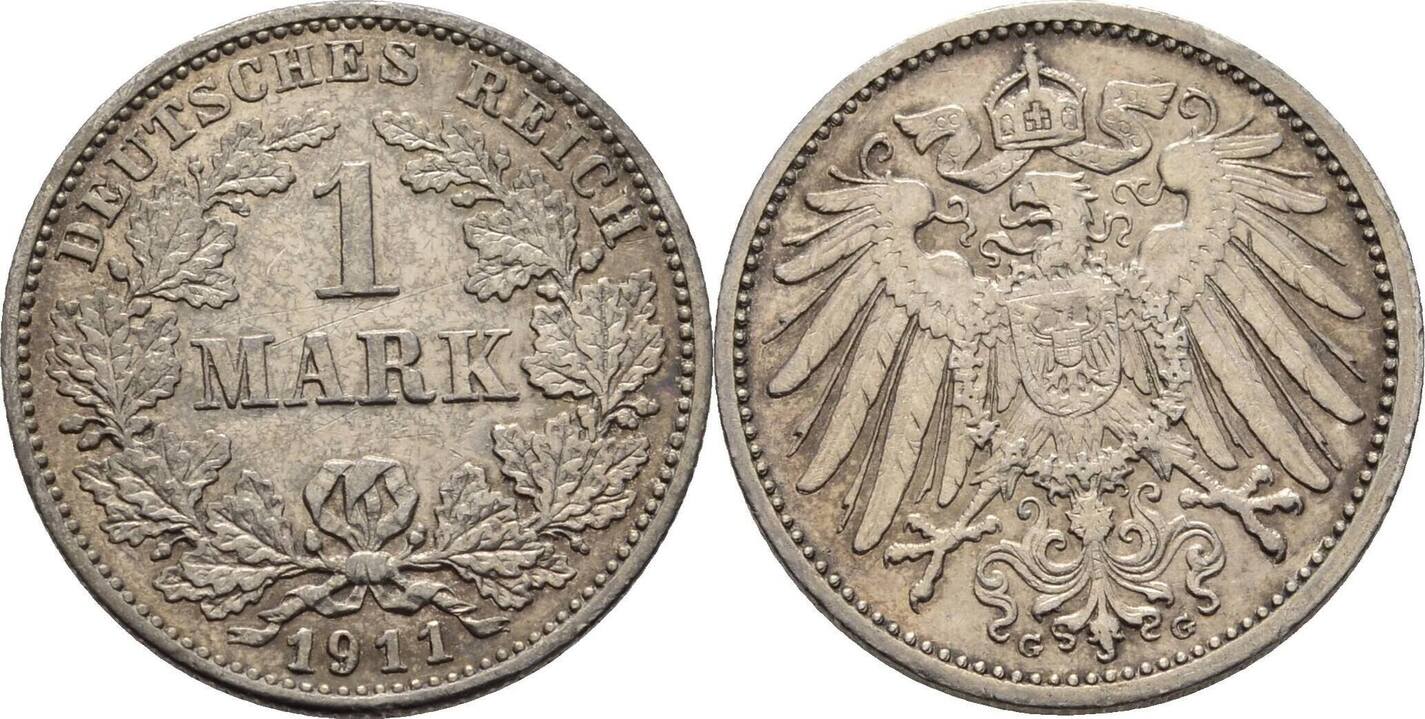 Deutsches Reich 1 Mark 1911 G VF | MA-Shops